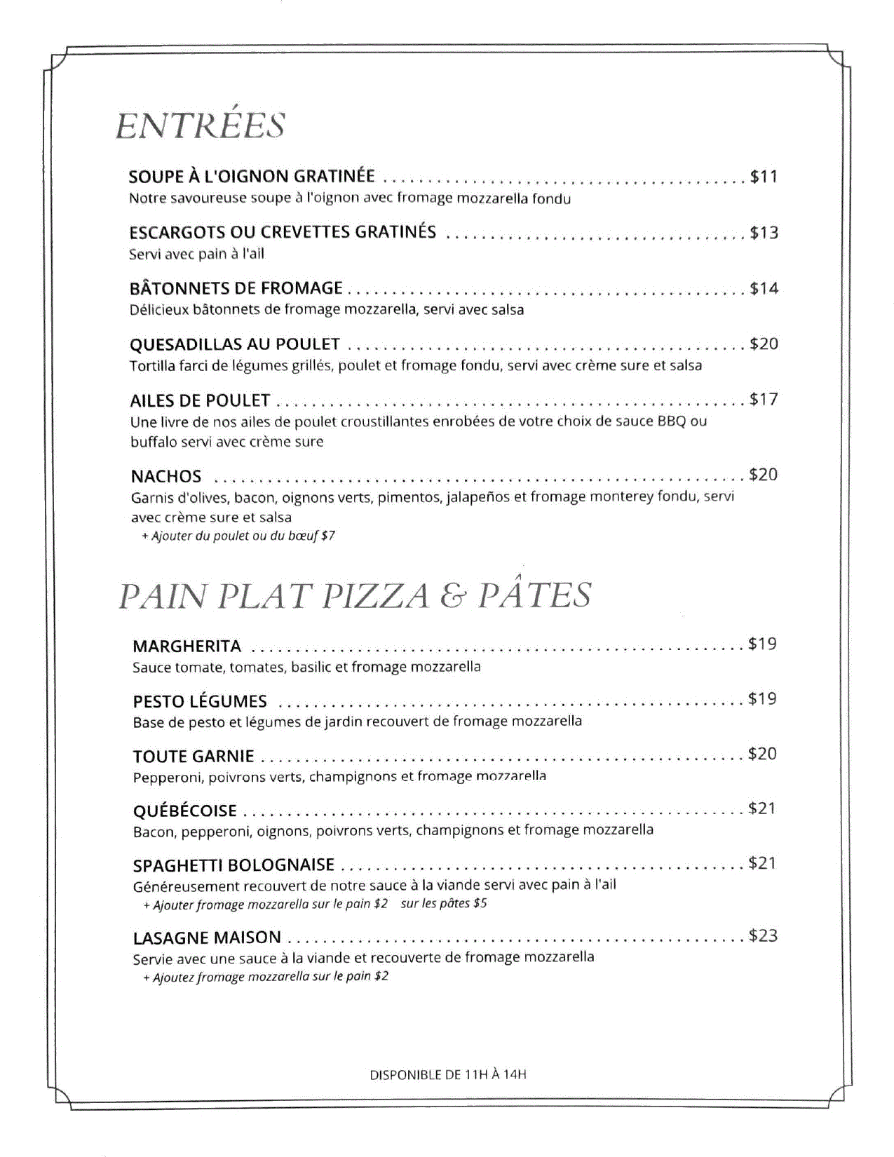 Front Page - Restaurant Frérot Gatineau